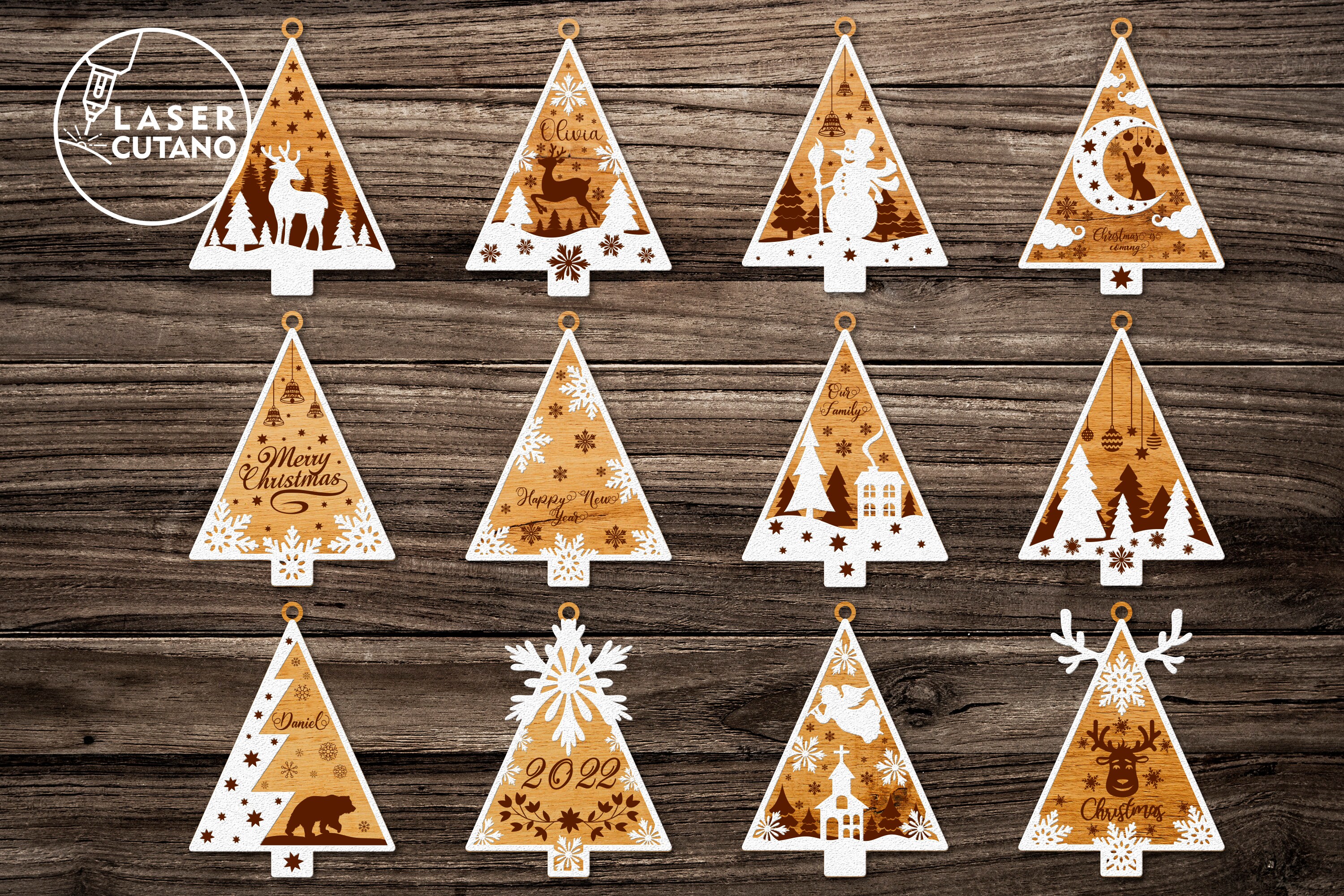 CHRISTMAS TREES Bundle Svg Laser Cut Files and Christmas - Etsy