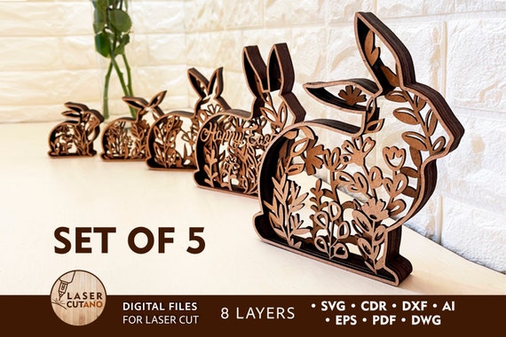EASTER Laser Cut Files Svg Dxf Template EASTER RABBITS Svg | Etsy Canada