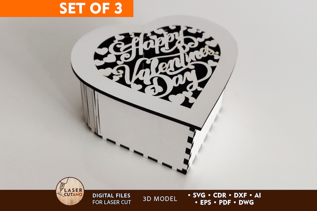 Valentine's Day Box Laser Cut File Svg Template and Valentines Day ...