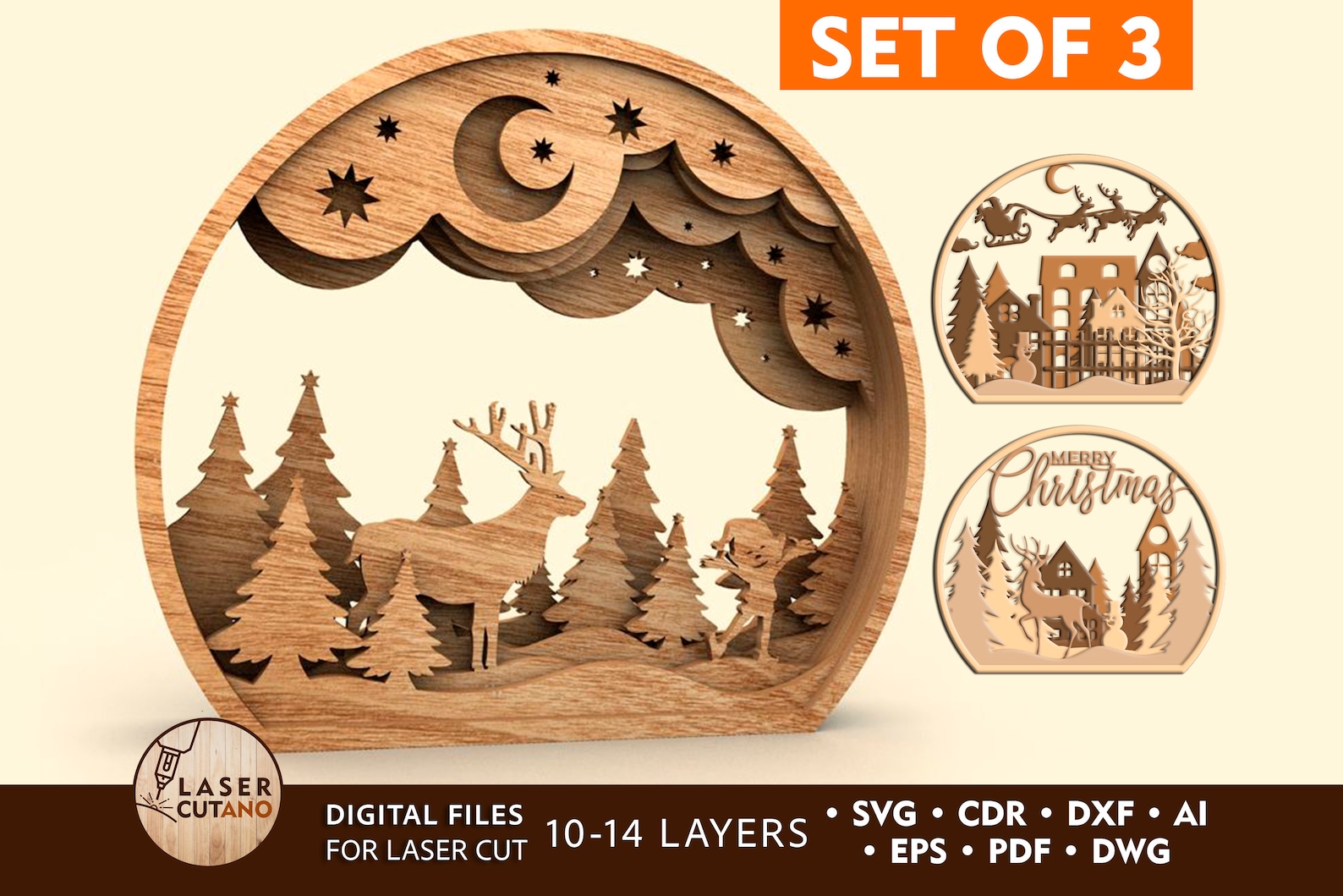 SNOW GLOBE Laser Cut Files Christmas Laser Cutting Templates, New Laser ...