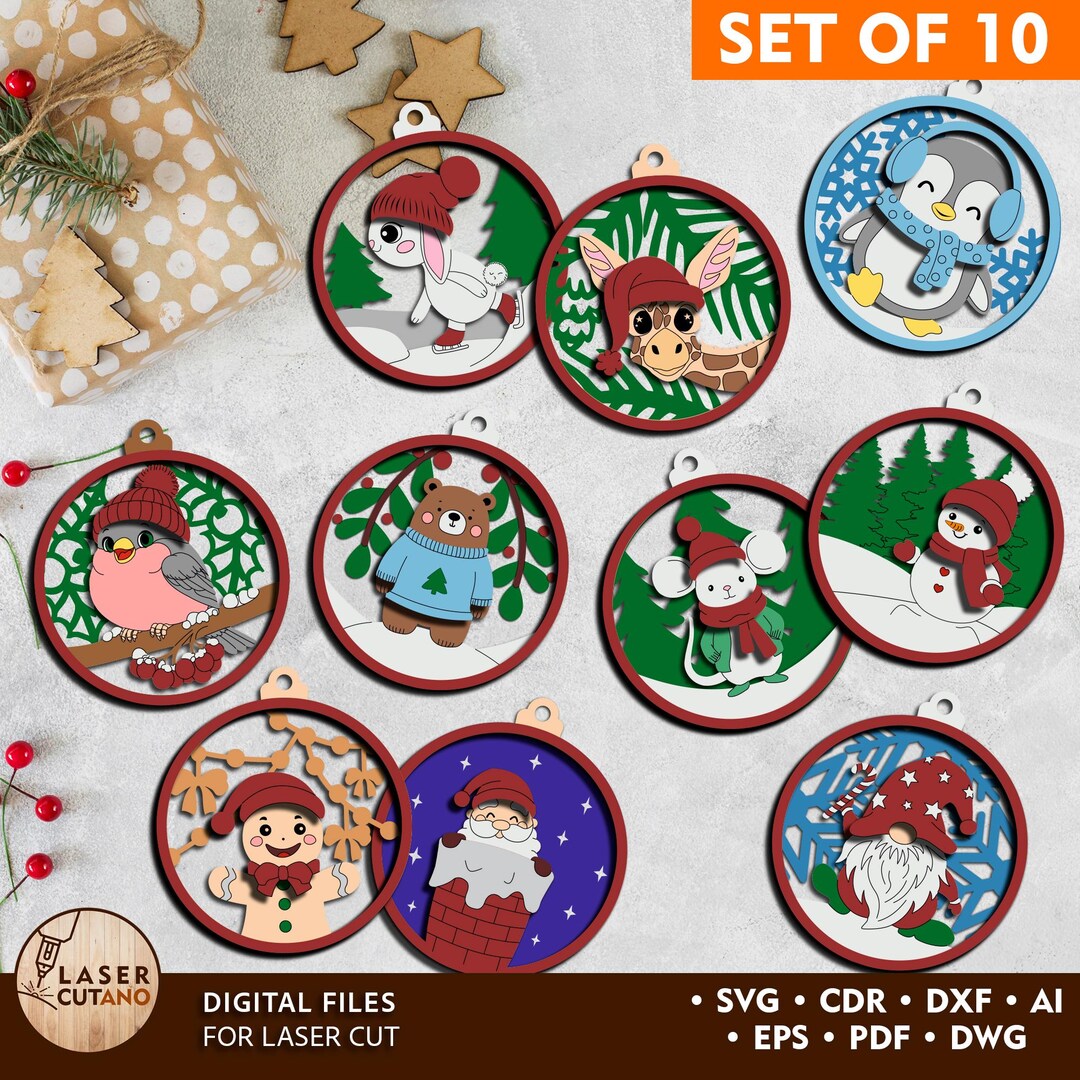 Laser Cut Files Christmas Ornaments Svg File Christmas Dxf Xmas ...