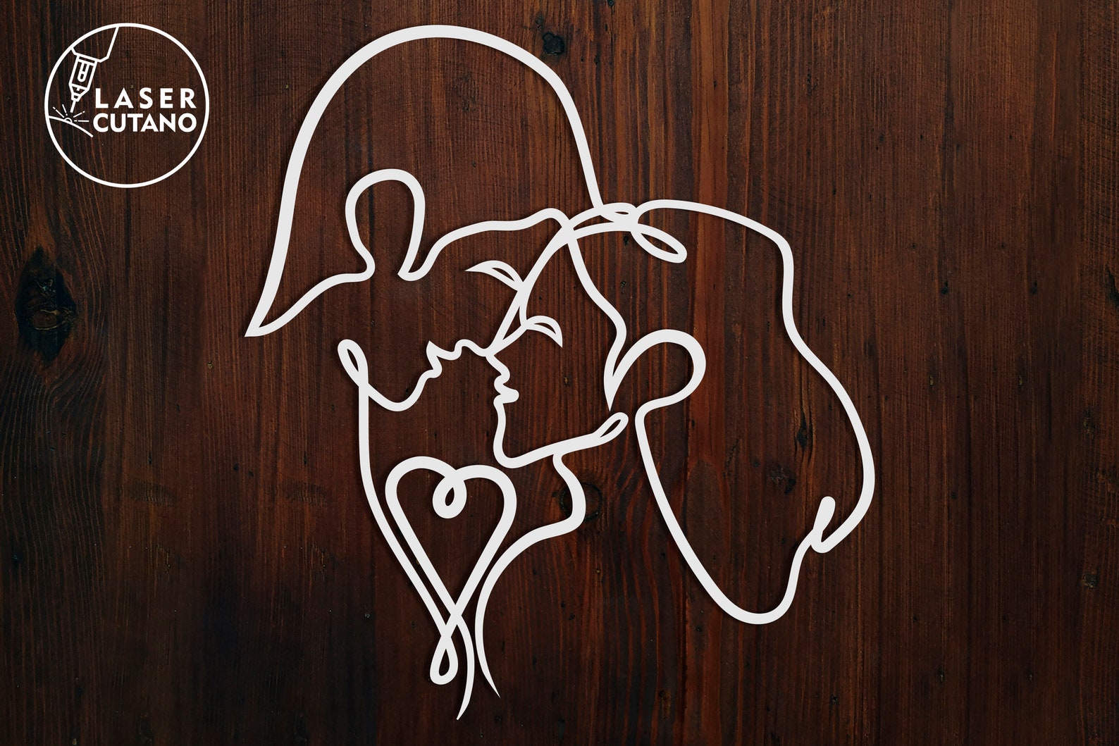 Laser Cut Metal Art COUPLE One Line Laser Cut and One Line | Etsy