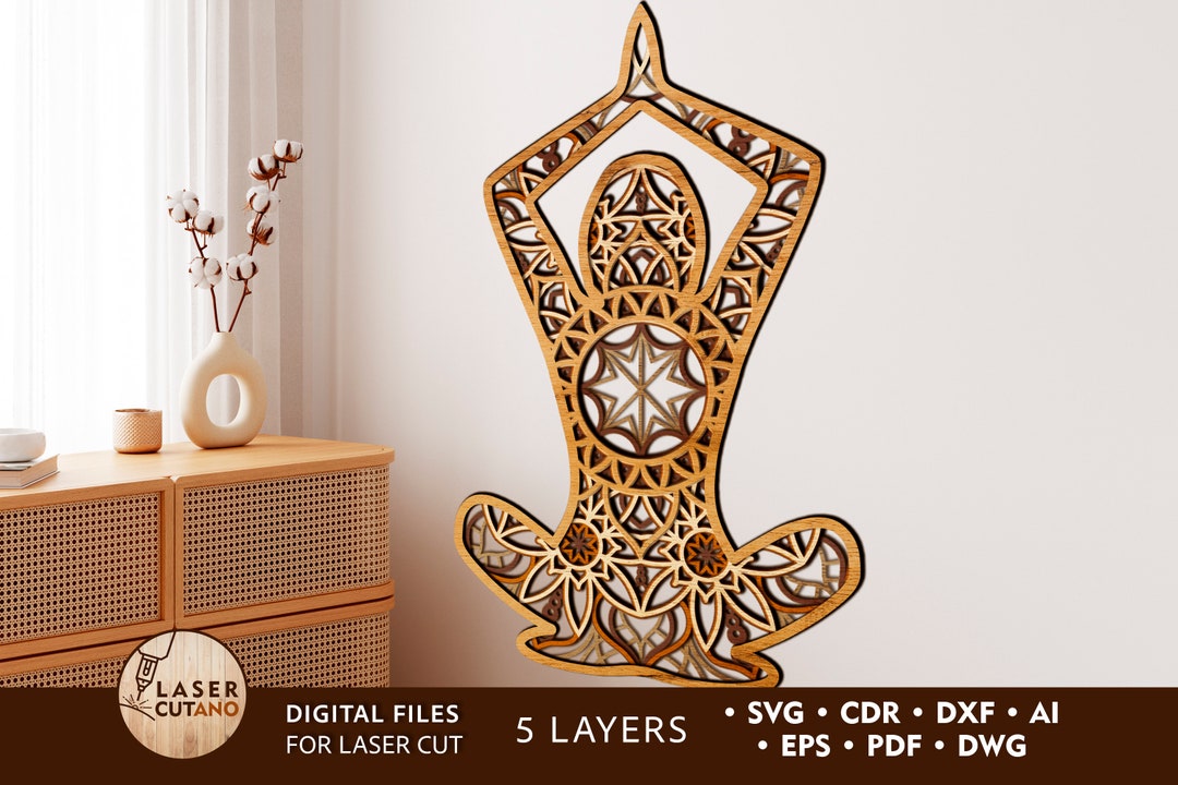 Yoga Laser Cut File Mandala 3d Laser Engraved and Mandala Laser Svg ...