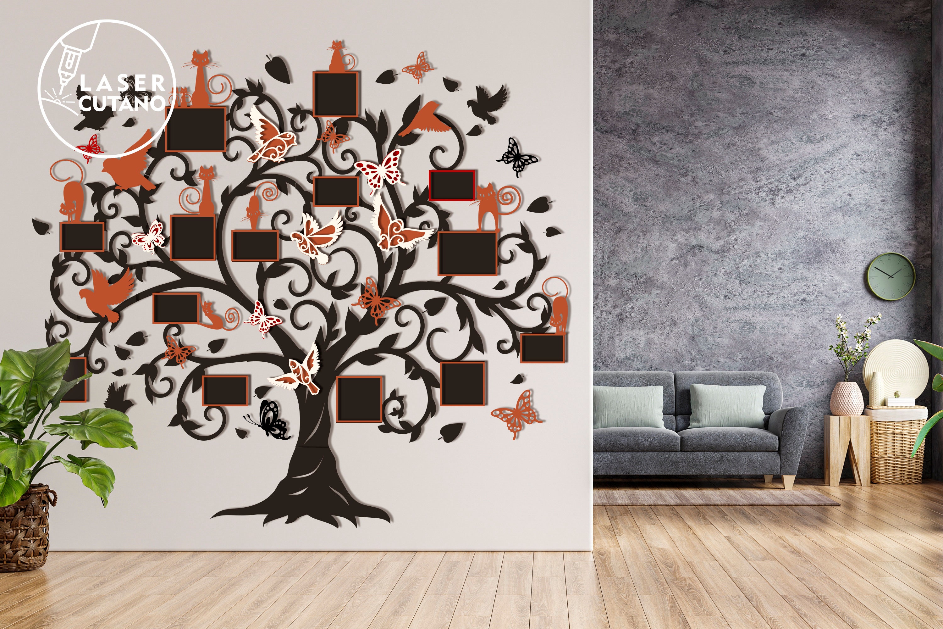 FAMILY TREE Laser Cut File Photo Frames svg dxf cdr Laser cut - Etsy México