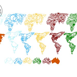 World Map Svg Files for Cricut Laser Cut Files STEAMPUNK MAP Layered ...