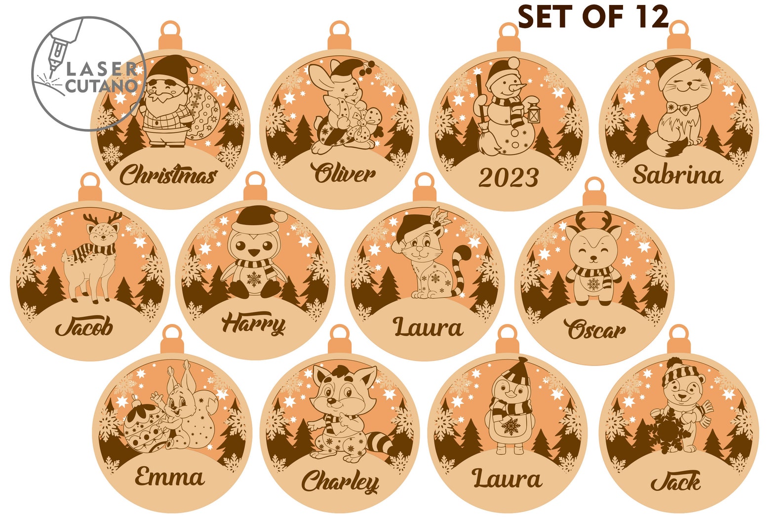 Christmas Ornaments Svg Laser File Decorations Laser Cut Files - Etsy