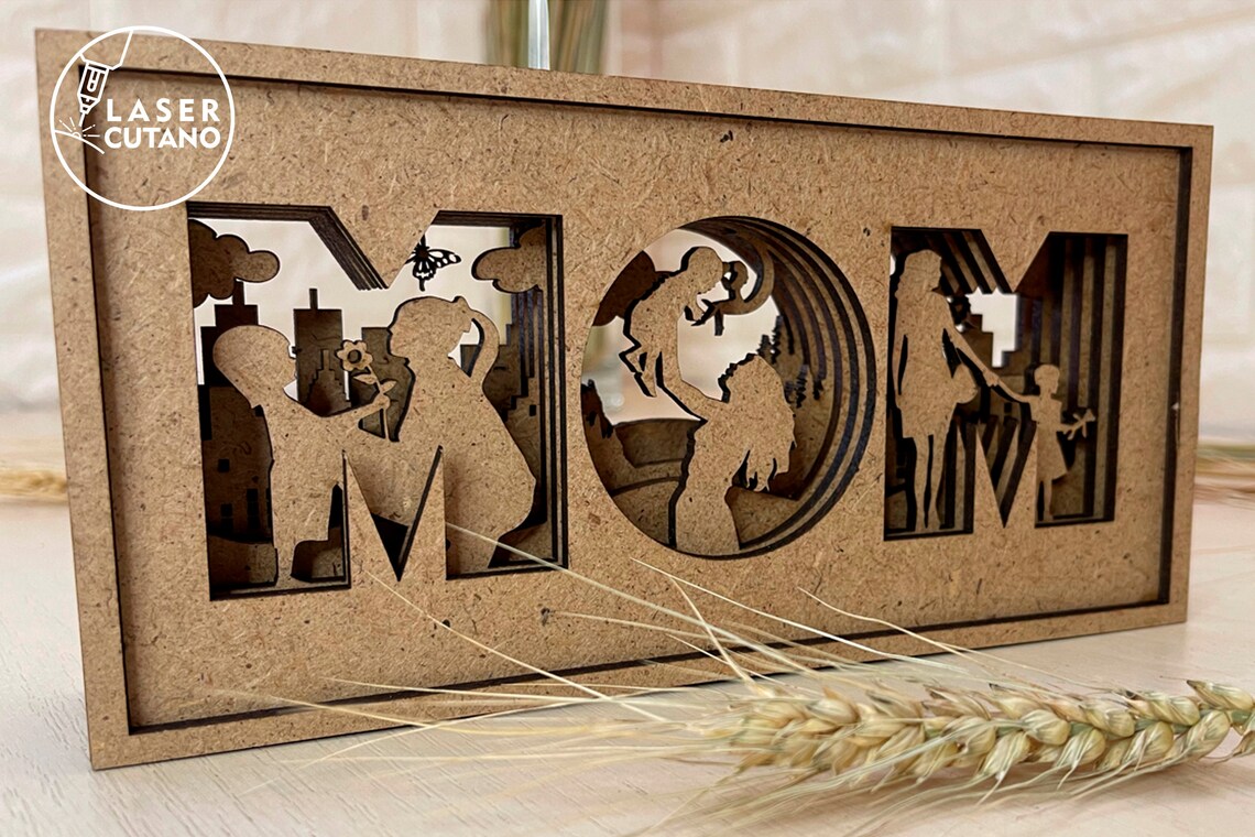 Svg MOM Laser File for Cutting Dxf Cnc Mother Laser Cutting & Laser Cut ...