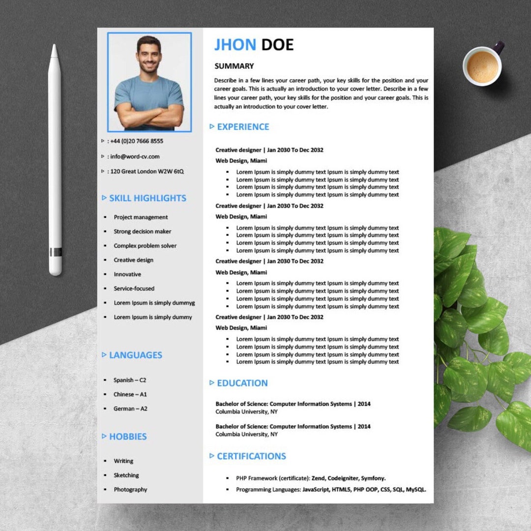 The Best Professional CV Templates a Ready-to-edit CV in Word - Etsy