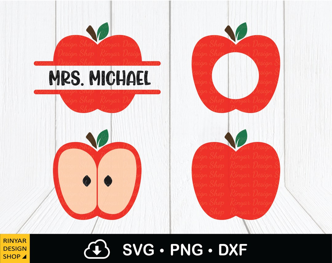 Apple Monogram Svg, Teacher Monogram Svg, Apple Monogram Frame, Split ...