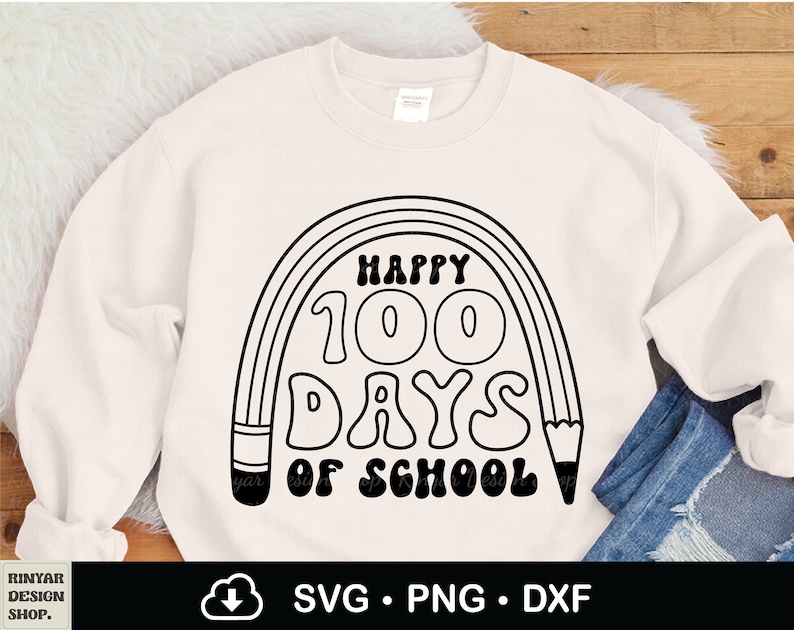 Retro Happy 100 Days of School Svg Png Sublimation Groovy 100 - Etsy