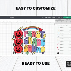 First Grade Squad Apple Rainbow Svg Png Sublimation, Hello First Grade ...