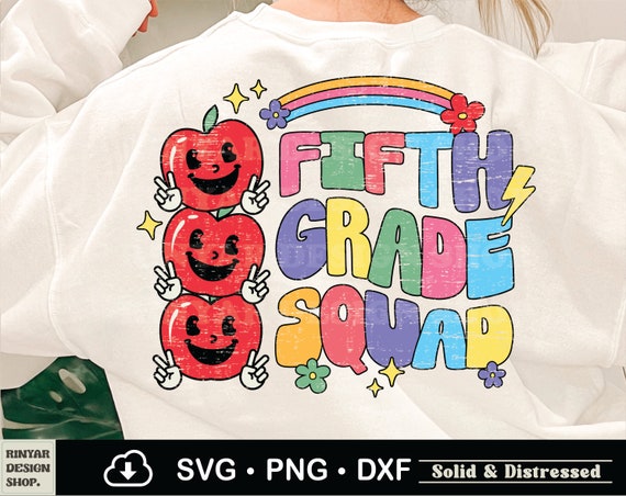 Fifth Grade Squad Apple Rainbow Svg Png Sublimation Fifth - Etsy