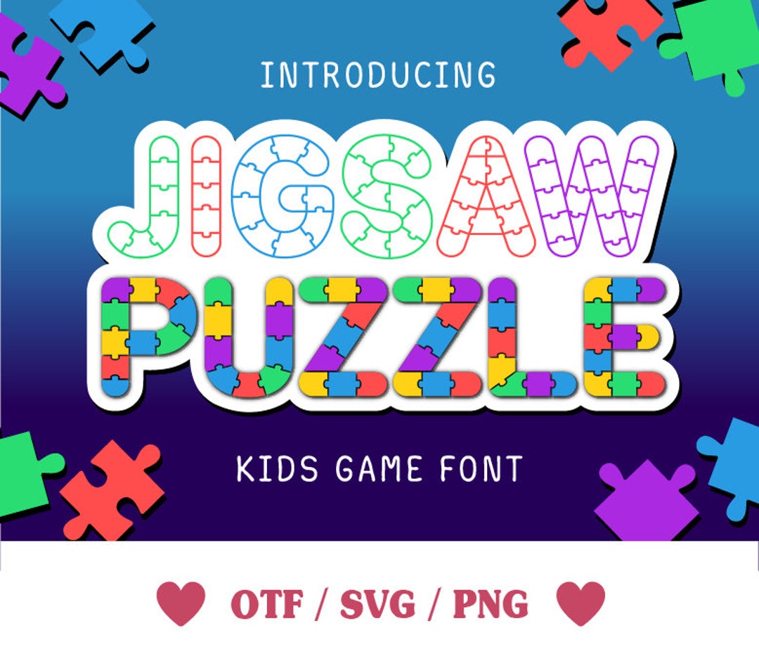 Jigsaw Puzzle Font, Color - Outline - Black Version, OTF, SVG, PNG ...