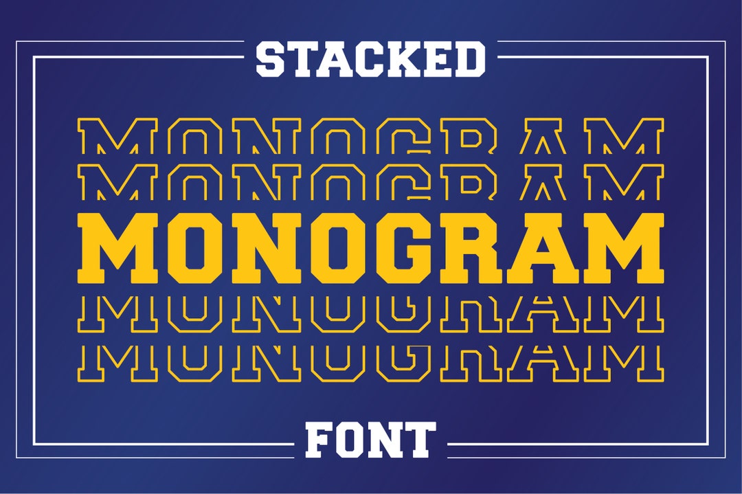 Stacked Monogram Font Sport Font Layered Fonts Mirror - Etsy
