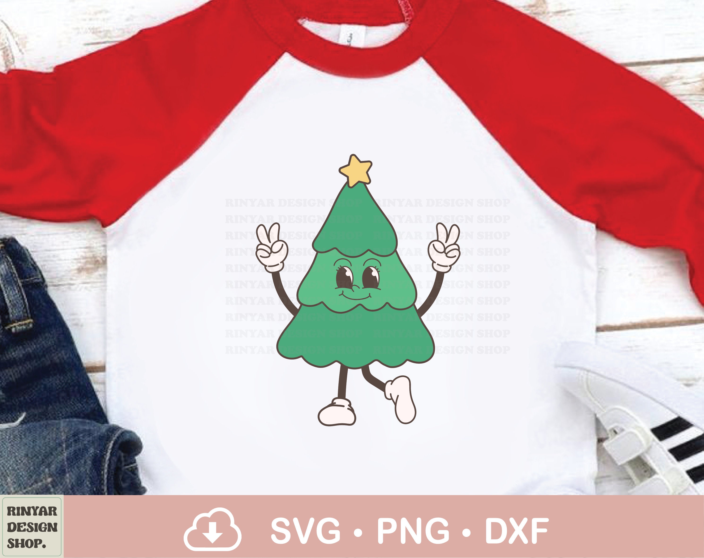 Retro Christmas Tree Png Svg Dxf Retro Christmas Character - Etsy