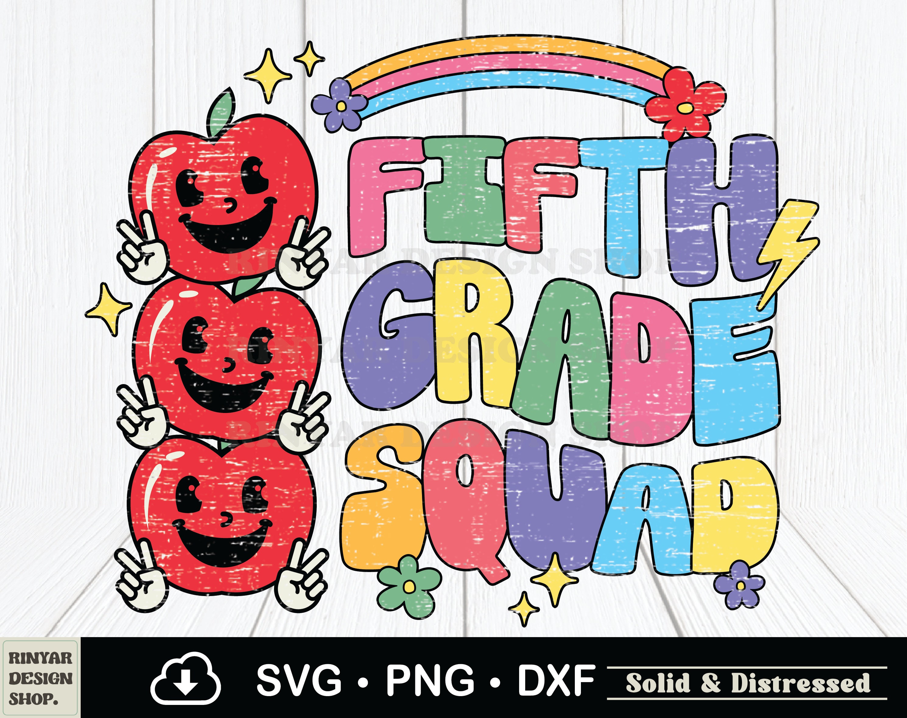 Fifth Grade Squad Apple Rainbow Svg Png Sublimation Fifth - Etsy