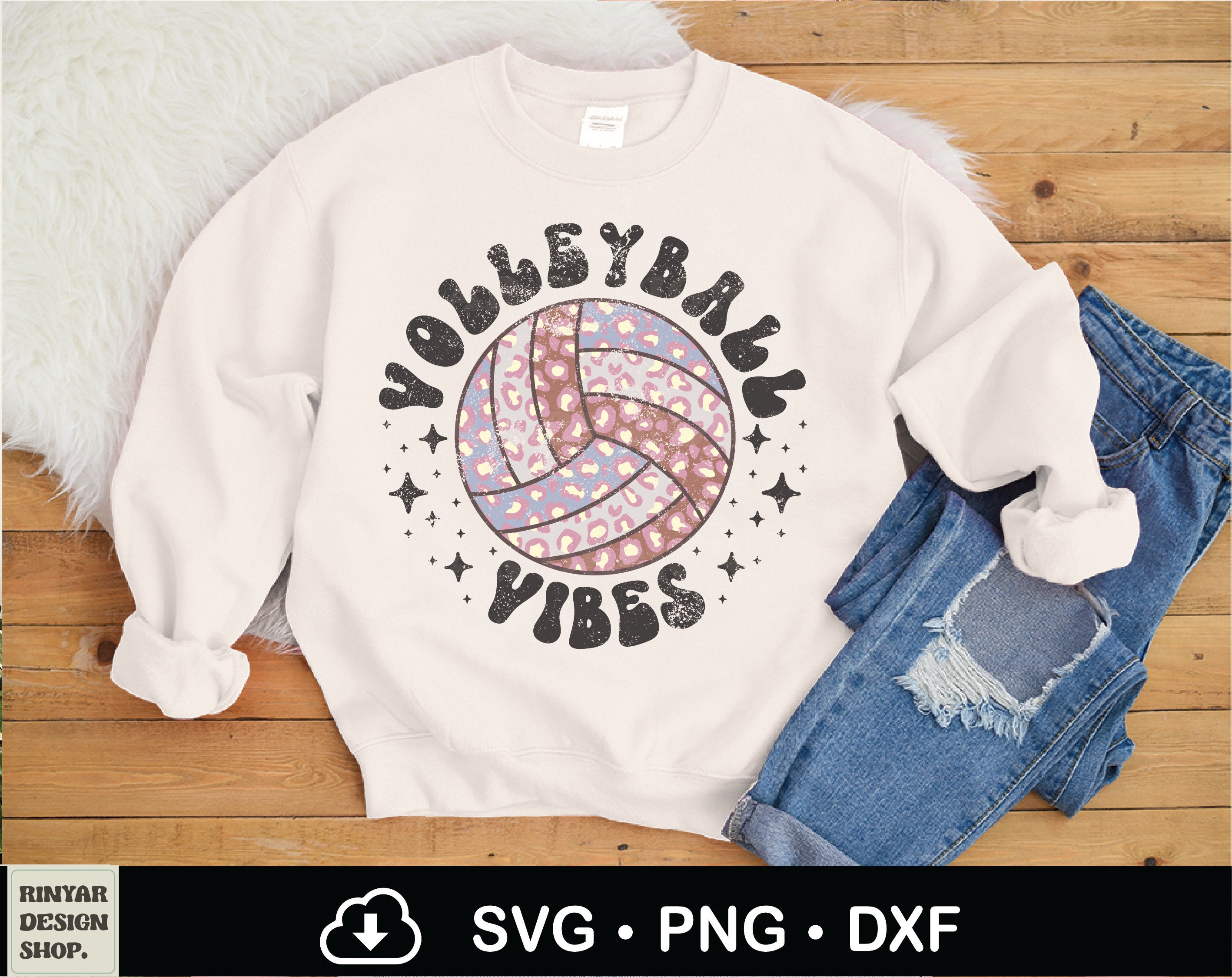 Volleyball Vibes Leopard Print Retro Png Svg Volleyball Mom - Etsy