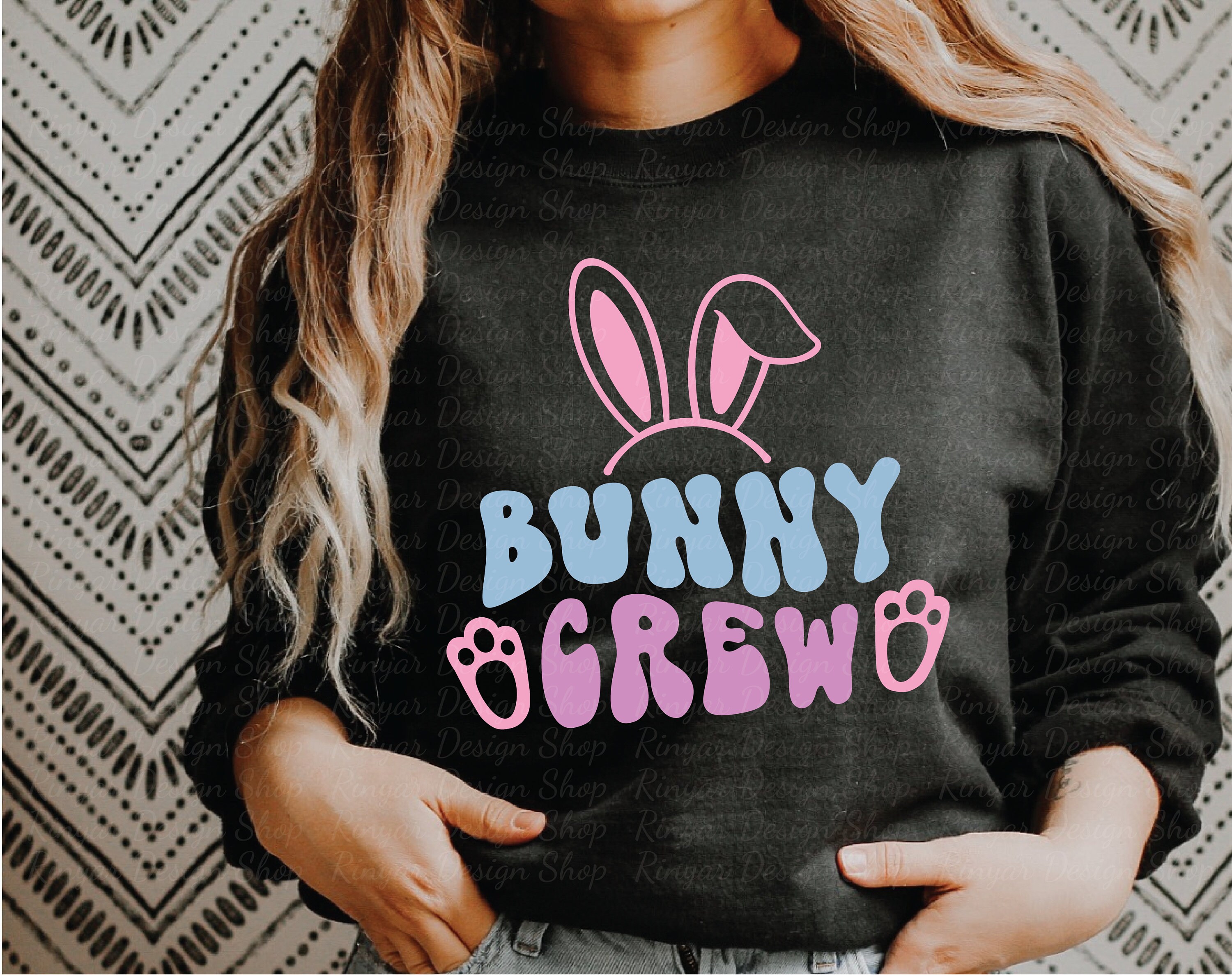 2 Png Bunny Crew Svg Retro Boho Easter Egg Svg Easter Bunny - Etsy