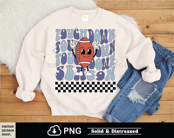 Retro Groovy Touchdown Season Png Solid & Distressed Football - Etsy