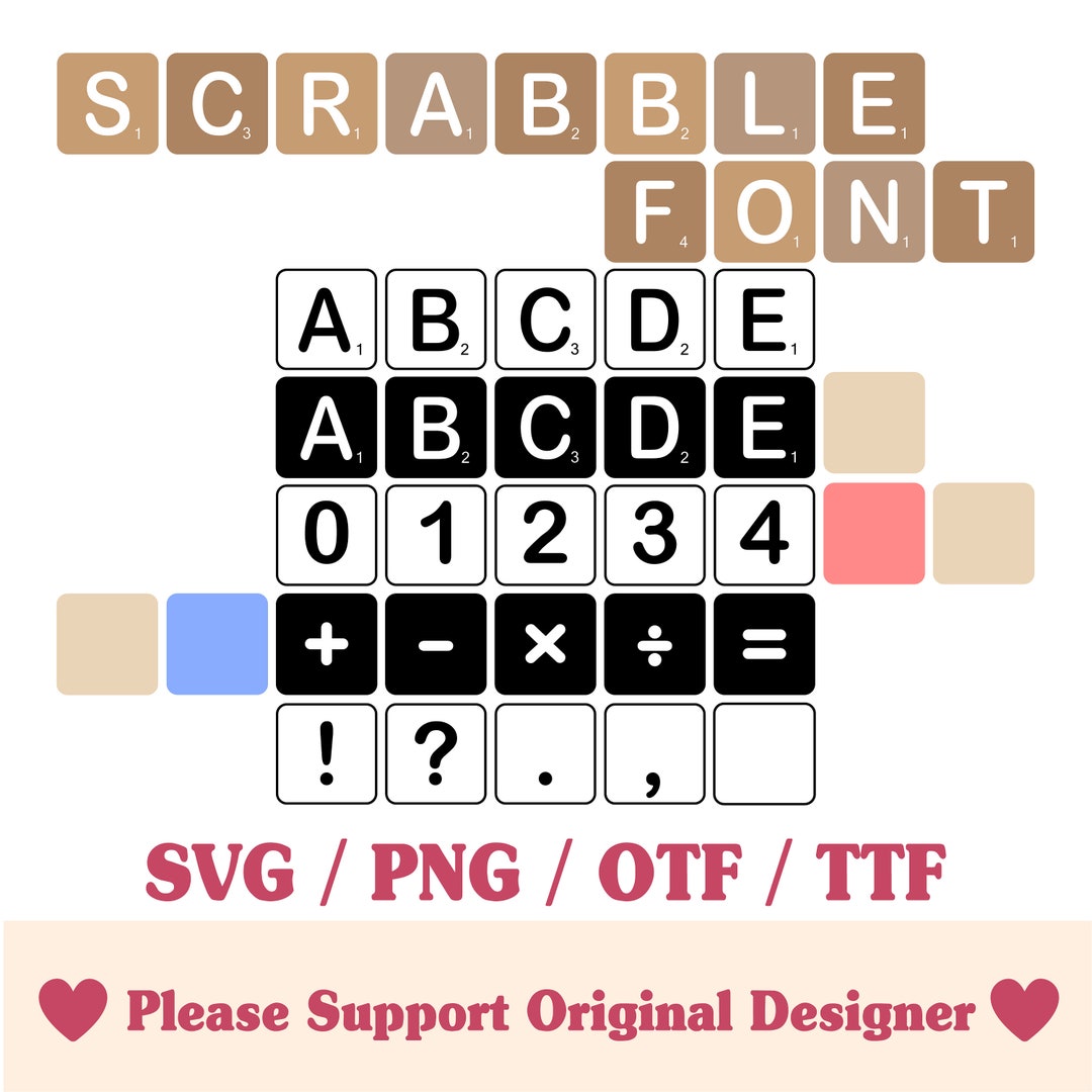 Scrabble Font OTF, TTF, Png, Svg, Game Font, Learning Alphabet, Scrabble Letters Svg, Easy to ...