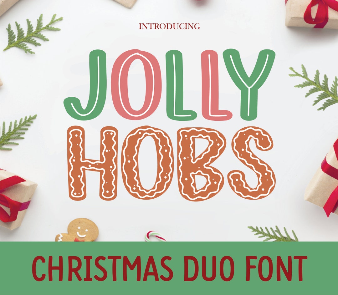 Christmas Font Duo Font Gingerbread Hobs Font Jolly - Etsy