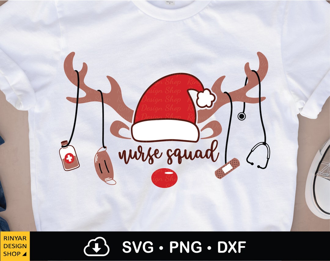 Nurse Squad Svg, Nurse Christmas Shirt, Reindeer With Stethoscope Svg ...
