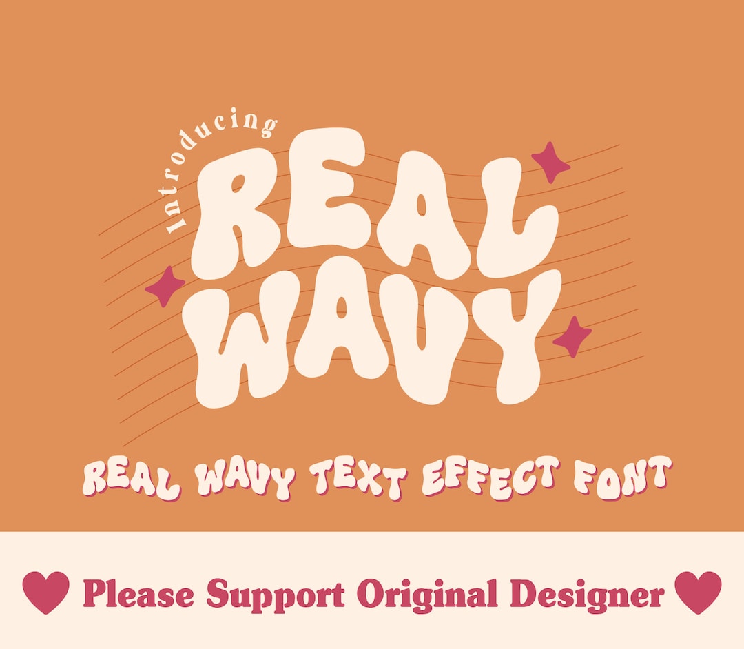 Real Wavy Retro Font, Wavy Font, Wavy Text Svg, Easy to Create Custom ...