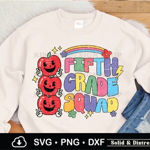 Fifth Grade Squad Apple Rainbow Svg Png Sublimation Fifth - Etsy