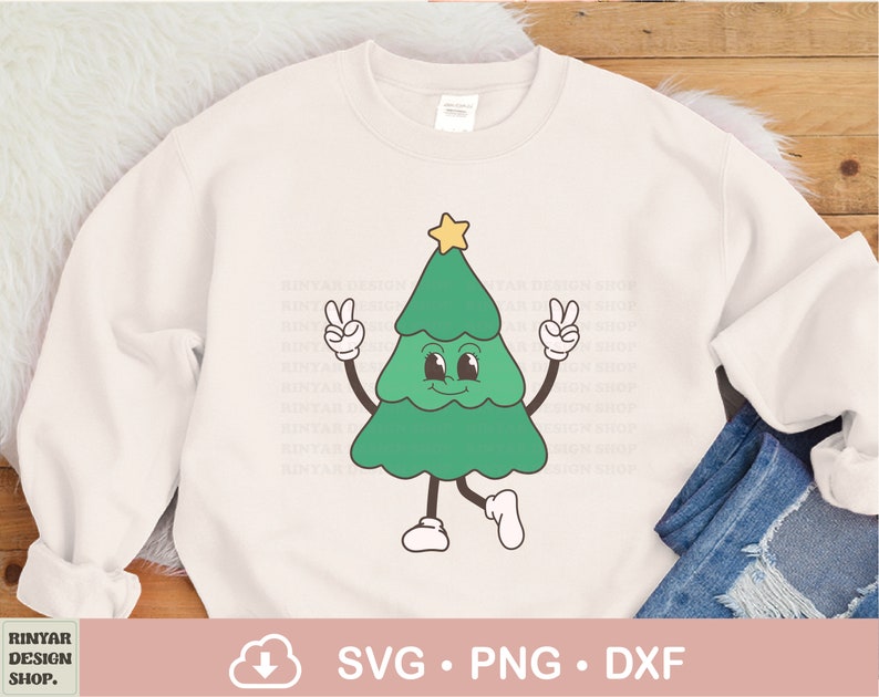 Retro Christmas Tree Png Svg Dxf Retro Christmas Character - Etsy