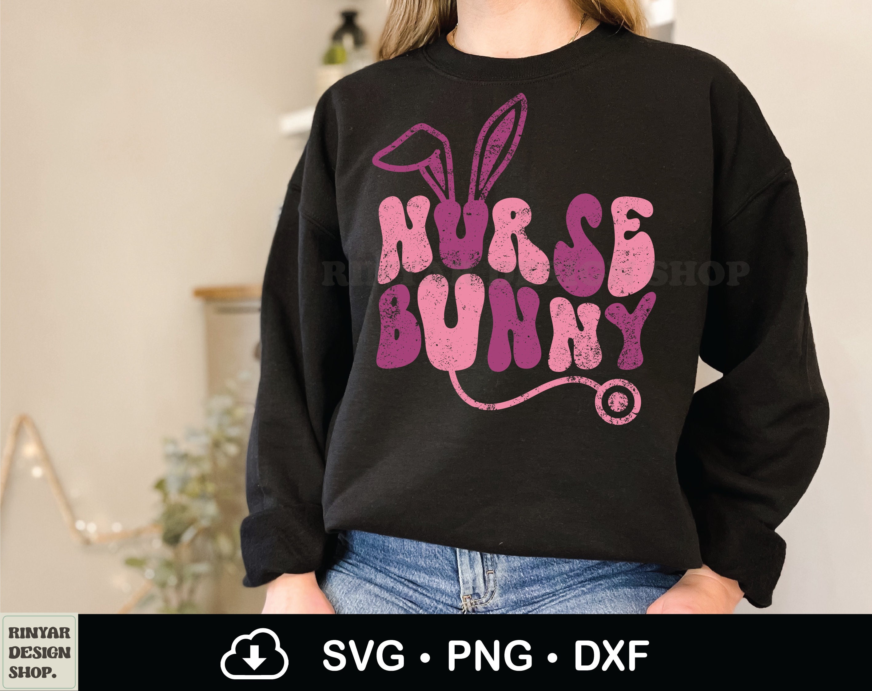 Retro Nurse Bunny Smiley Leopard Svg Png Sublimation, Nurse Easter ...