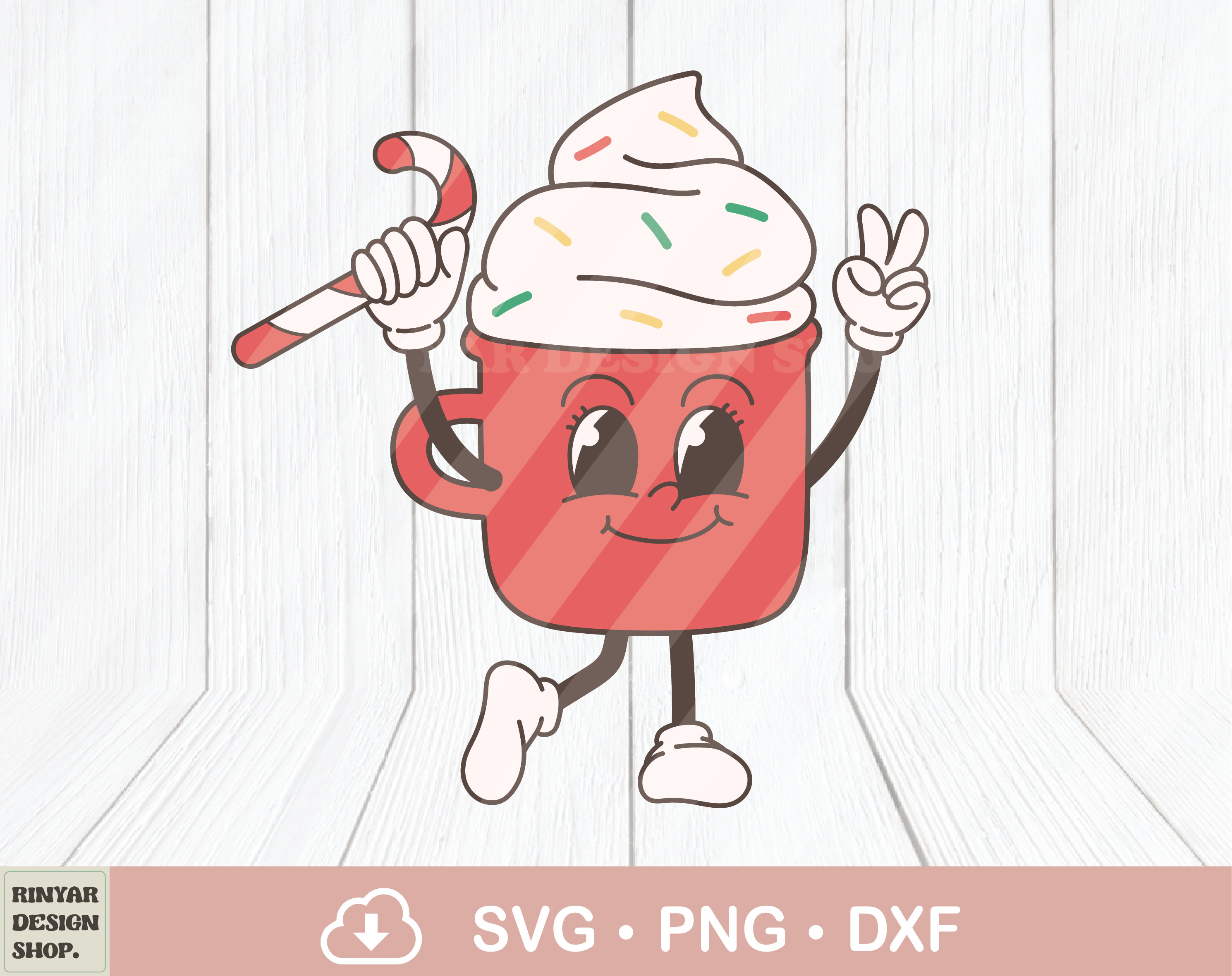 Retro Christmas Cup Png Svg Dxf Retro Christmas Character - Etsy