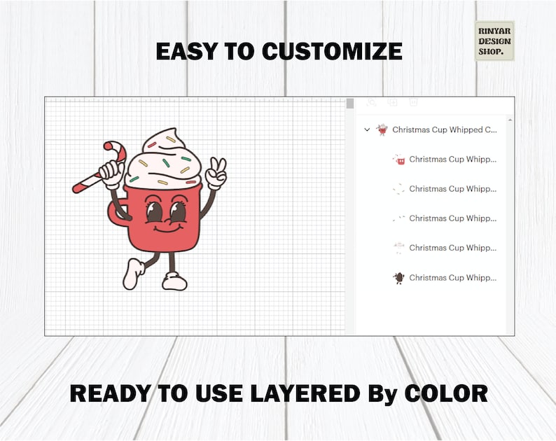 Retro Christmas Cup Png Svg Dxf, Retro Christmas Character Svg, Cozy ...