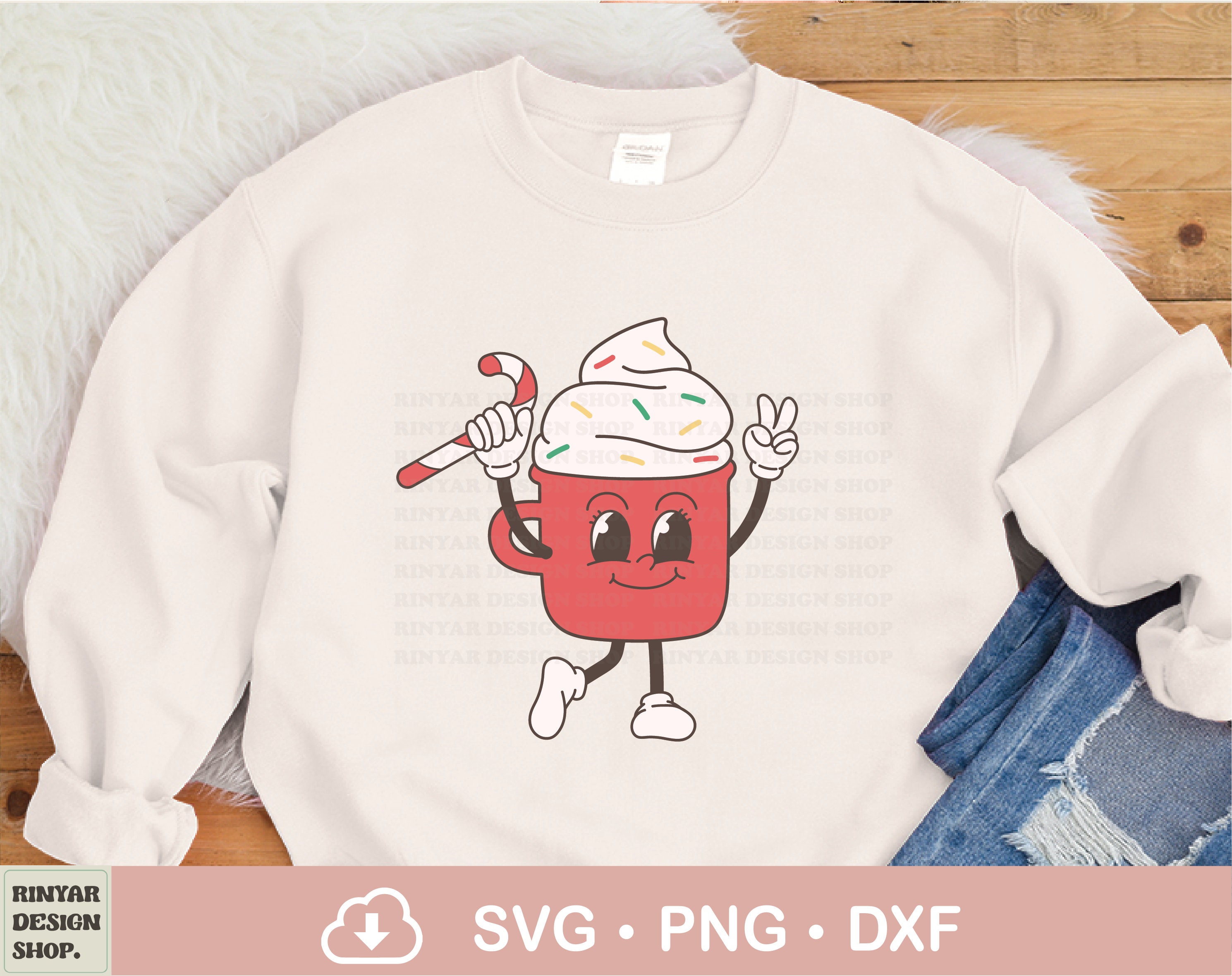 Retro Christmas Cup Png Svg Dxf Retro Christmas Character - Etsy
