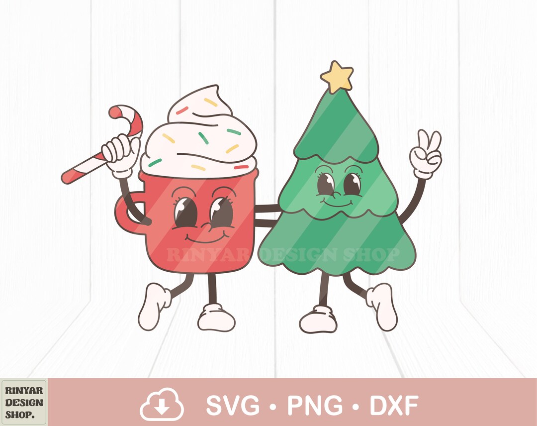Retro Christmas Cup Character Png Svg Christmas Tree Sublimation Design ...
