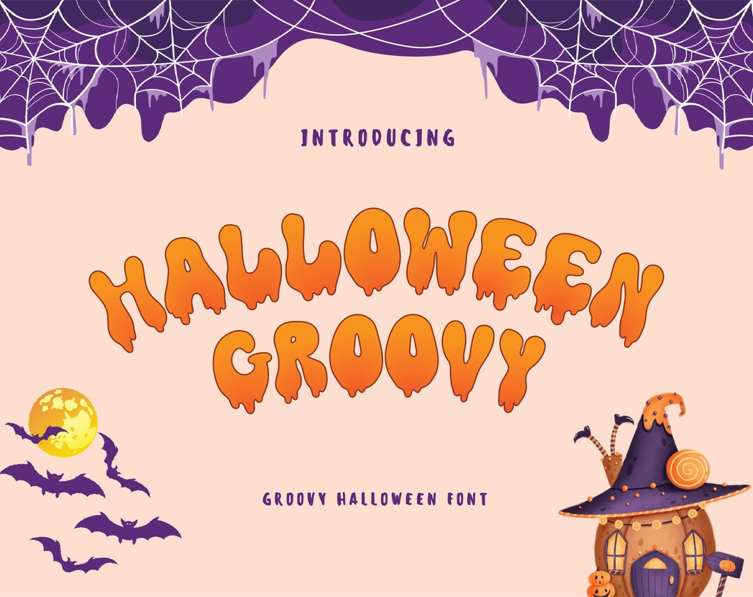 Groovy Halloween Font, Easy to Create Custom Trendy Retro Groovy ...