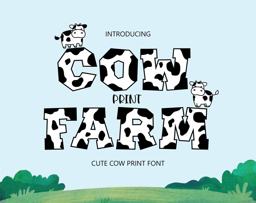 Cow Print Farm Font, Cute Cow Skin Display Font and Bonus Svg 2 Layered ...