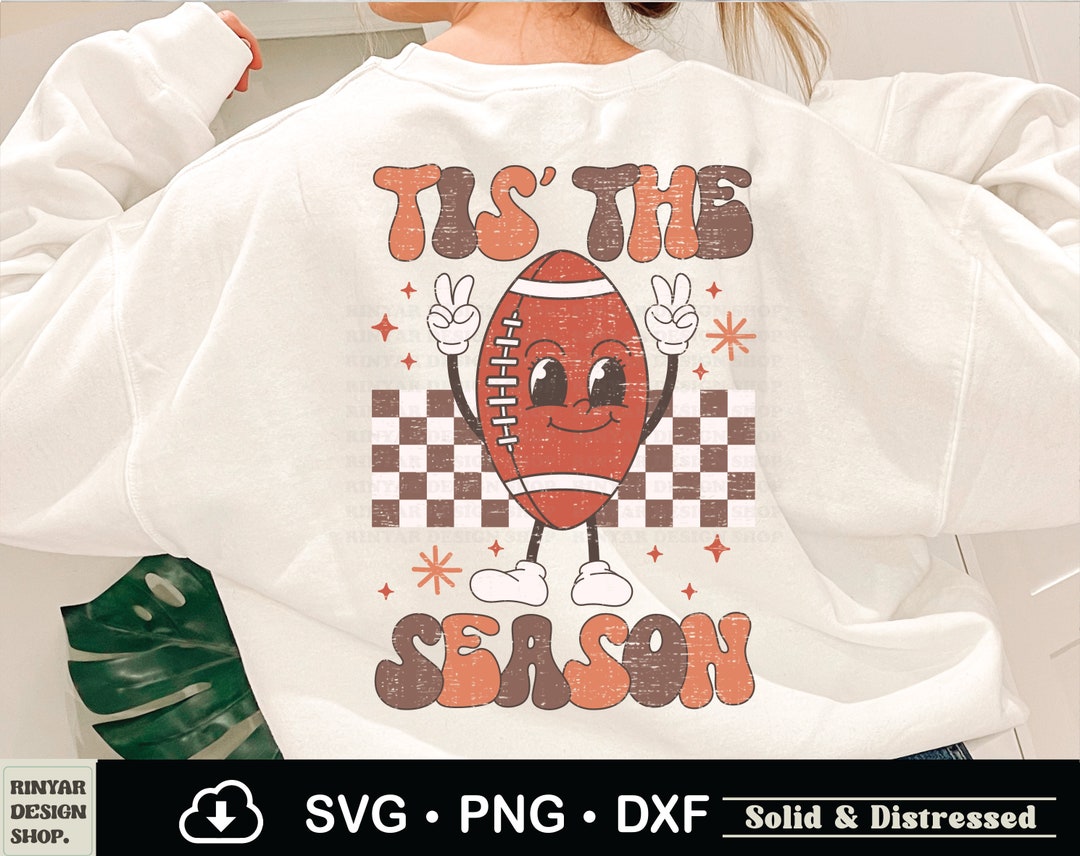 Tis the Season Groovy Sport Football Svg, Retro Football Svg, Png Solid ...