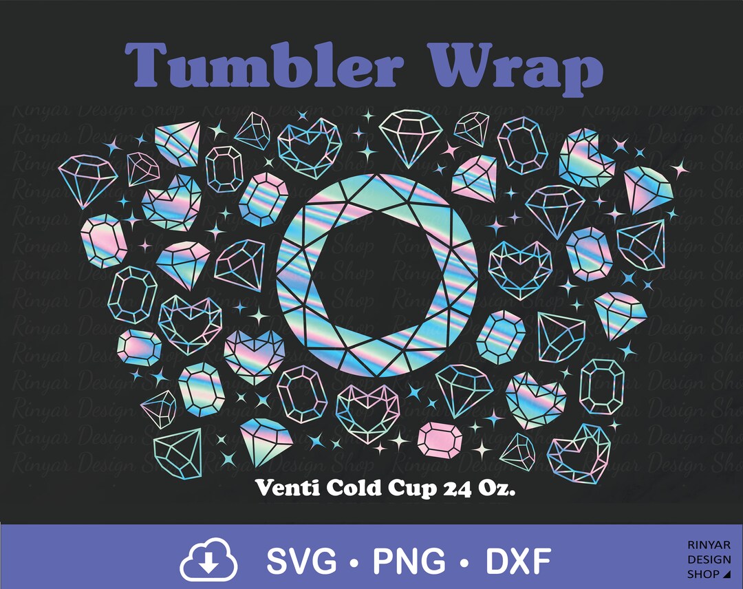 Full Wrap Diamond Svg for 24 Oz Venti Cold Cup, Tumbler Wrap Diamond ...