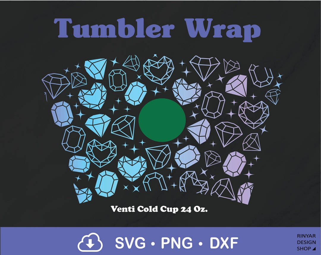 Full Wrap Diamond Heart Svg for 24 Oz Venti Cold Cup, Tumbler Wrap ...