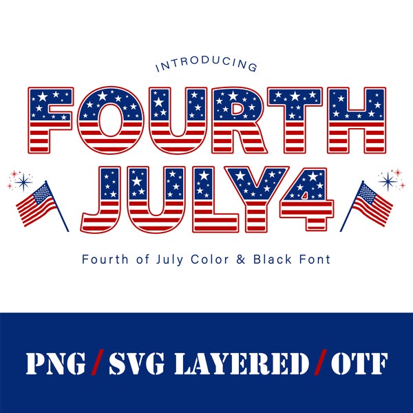 4th of July Font Svg - Etsy