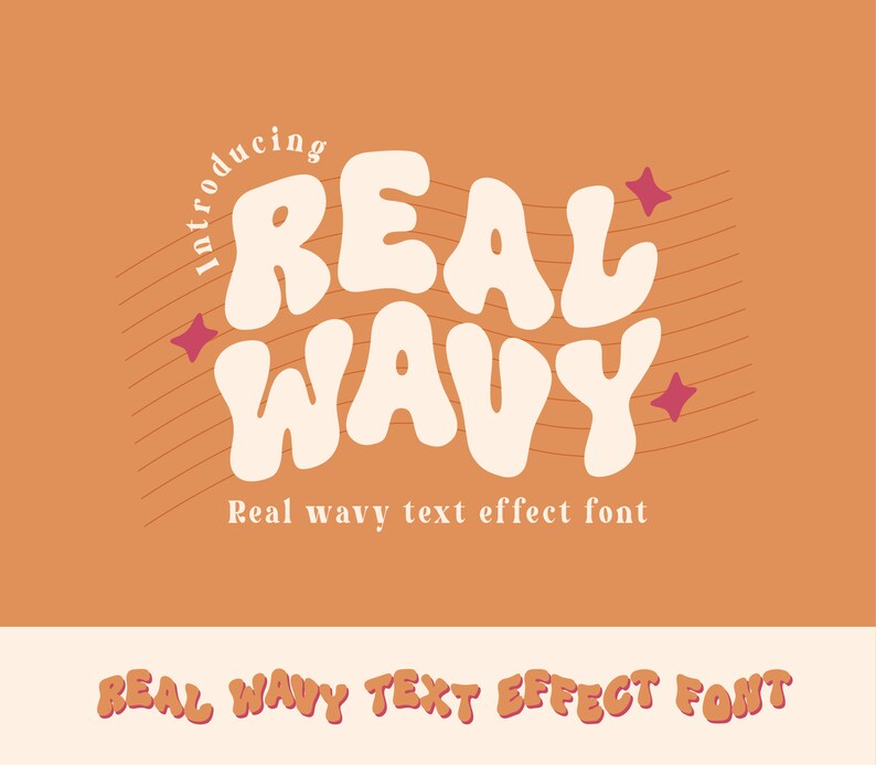 Bundle Wavy Font, Real Wavy Retro Stacked Font, Real Wavy Stacked Font ...