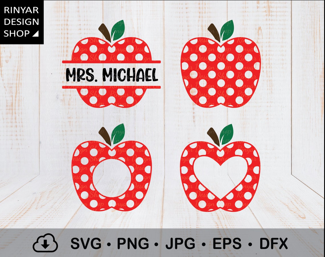 Apple Polka Dot Monogram Svg Apple teacher monogram svg | Etsy