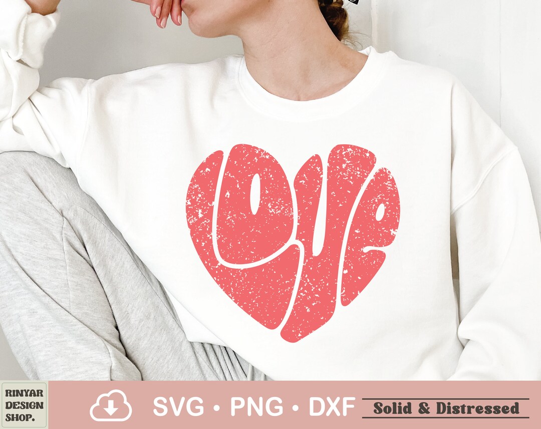 Retro Love Heart Svg, Valentines Day Svg, Love Svg, Retro Love Heart ...