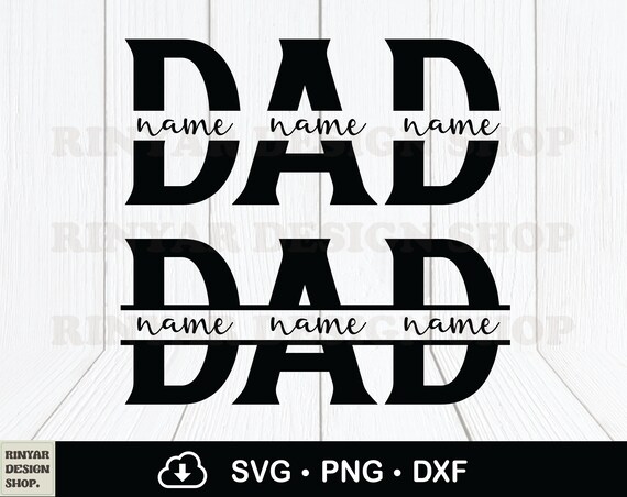 Bundle Dad Split Name Frame Svg Dad Monogram Svg Best Dad | Etsy