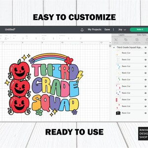 Dritte Klasse Squad Apple Rainbow Svg Png Sublimation, Third Grade ...
