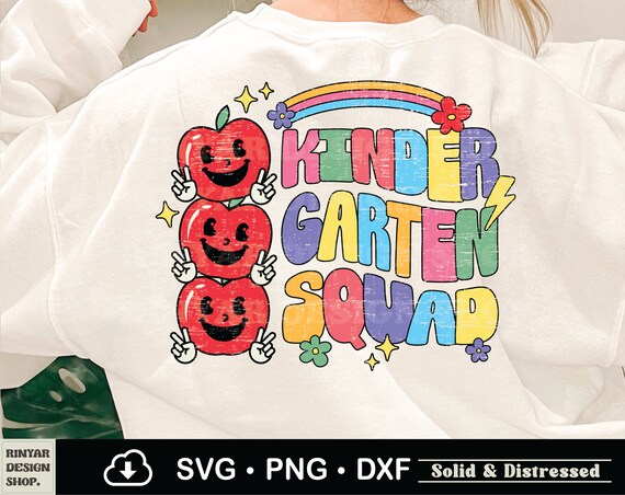 Kindergarten Squad Apple Rainbow Svg Png Sublimation Hello - Etsy