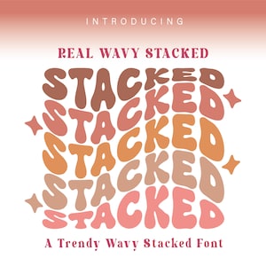 Real Wavy Stacked Font, Wavy Retro Font, Wavy Text Svg, Easy to Create ...