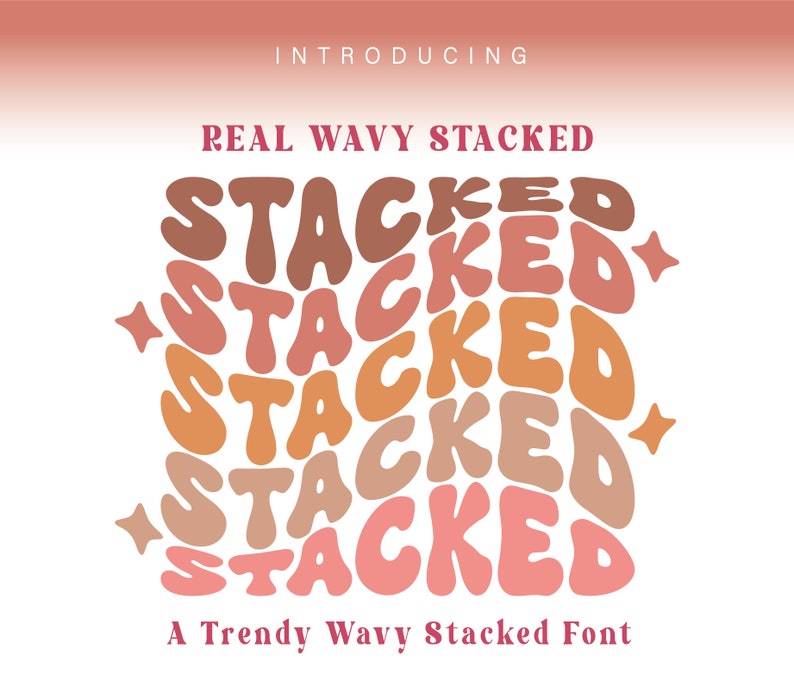 Bundle Wavy Font, Real Wavy Retro Stacked Font, Real Wavy Stacked Font ...