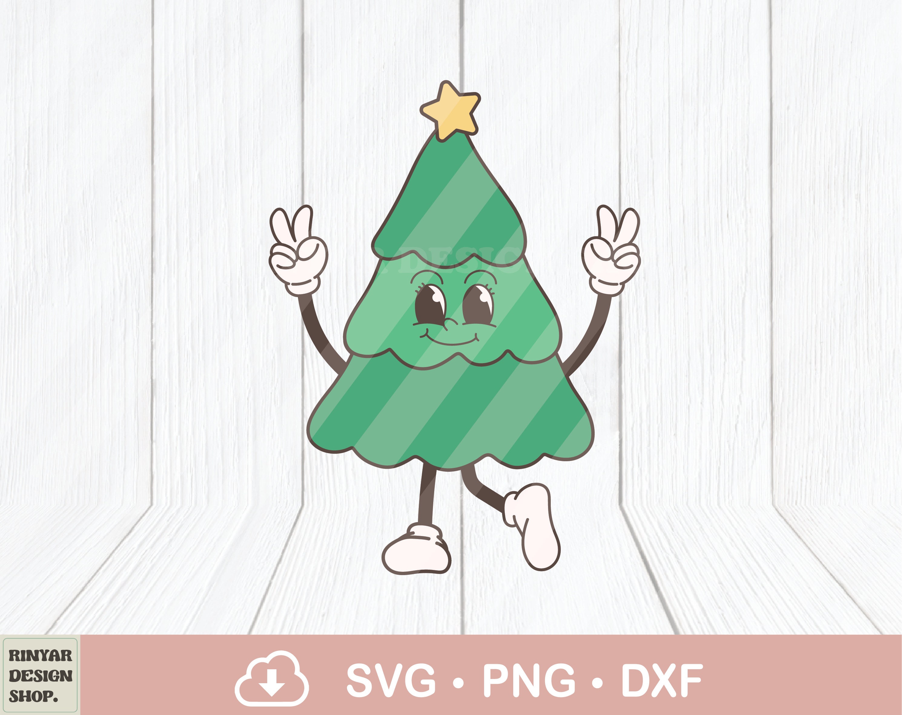Retro Christmas Tree Png Svg Dxf Retro Christmas Character - Etsy