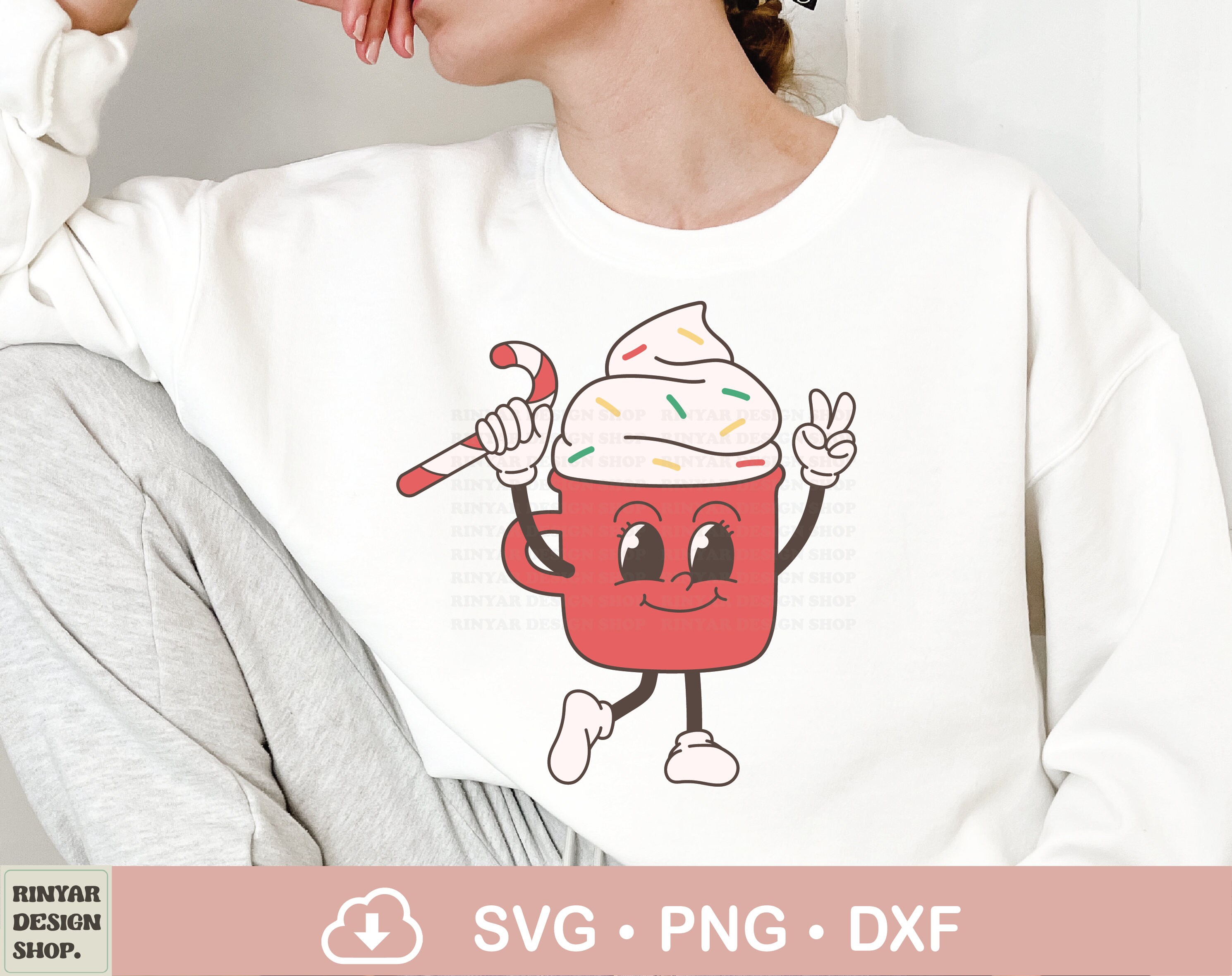 Retro Christmas Cup Png Svg Dxf Retro Christmas Character - Etsy